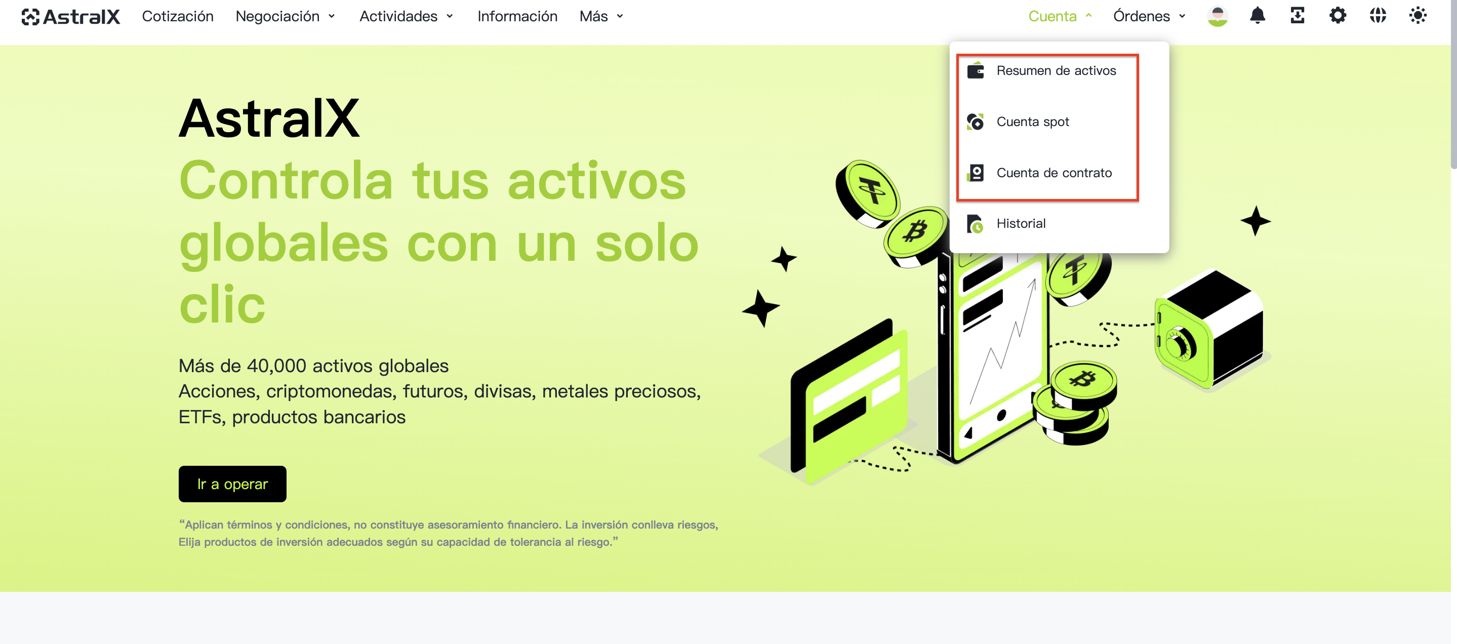 Tipo de cuenta (Web) – AstralX